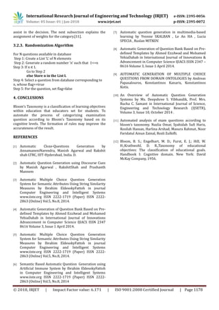 An Automatic Question Paper Generation : Using Bloom's Taxonomy | PDF