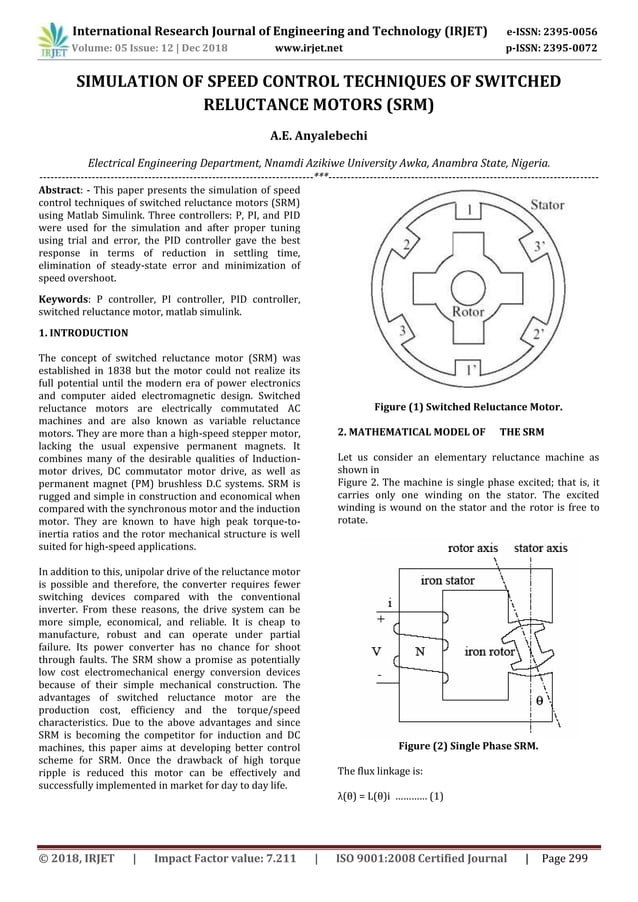 IRJET- Simulation of Speed Control Techniques of Switched Reluctance Motors (SRM) | PDF ...