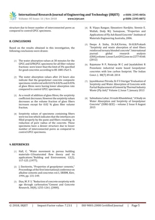 IRJET- Evaluation of Water Absorption and Sorptivity Properties of Fly ...