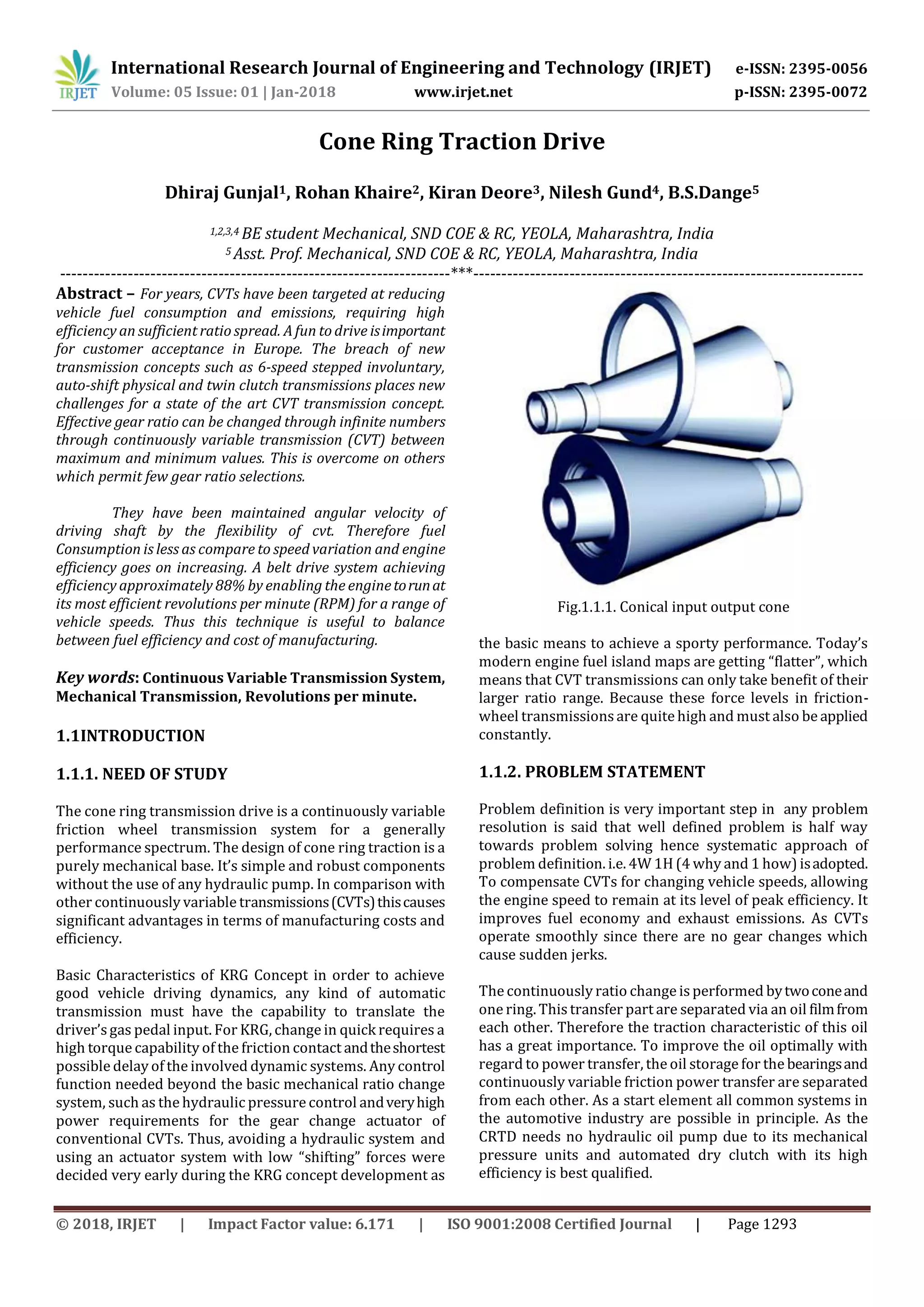 Cone Ring Traction Drive | PDF