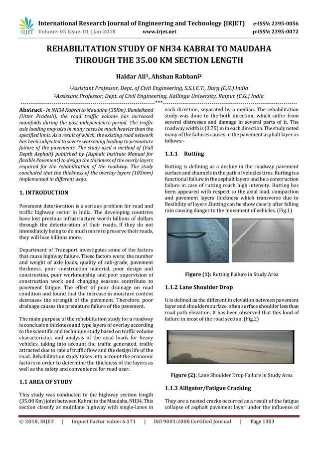 Rehabilitation Study of NH34 Kabrai to Maudaha through the 35.00 Km ...