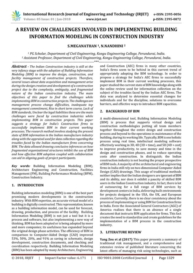 A Review on Challenges Involved in Implementing Building Information Modeling in Construction ...
