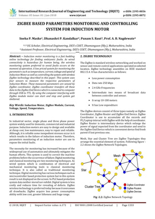 Zigbee Based Parameters Monitoring and Controlling System for Induction Motor | PDF