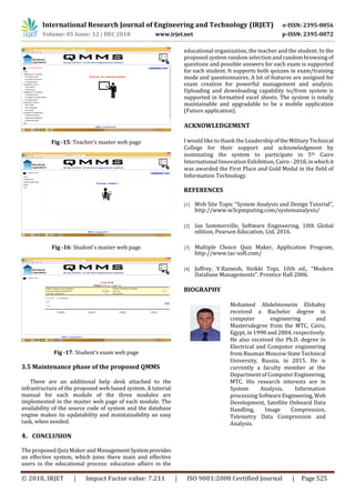 IRJET- Web-Based System for Creation and Management of Multiple Choices based Quizzes and ...