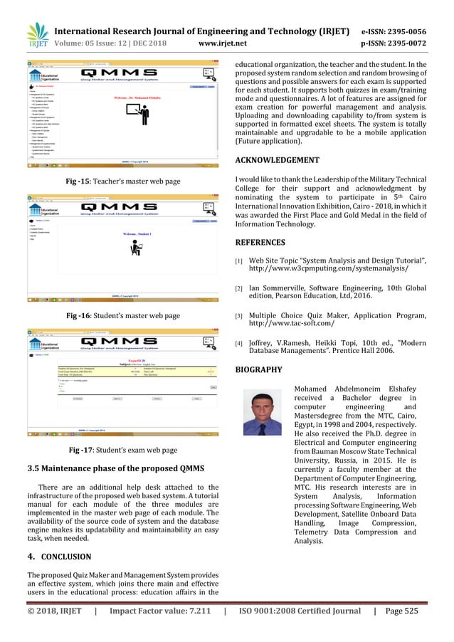 IRJET- Web-Based System for Creation and Management of Multiple Choices based Quizzes and ...