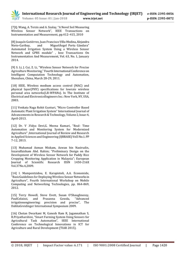 IoT Based Agriculture Monitoring and Smart Irrigation System using Raspberry Pi | PDF