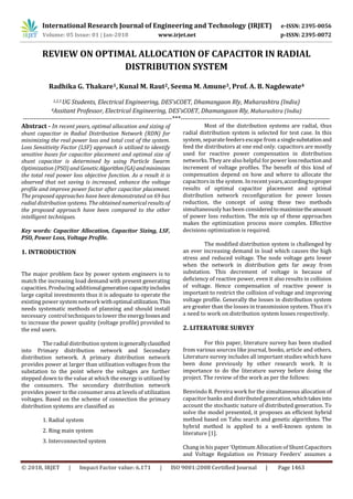 Review on Optimal Allocation of Capacitor in Radial Distribution System | PDF