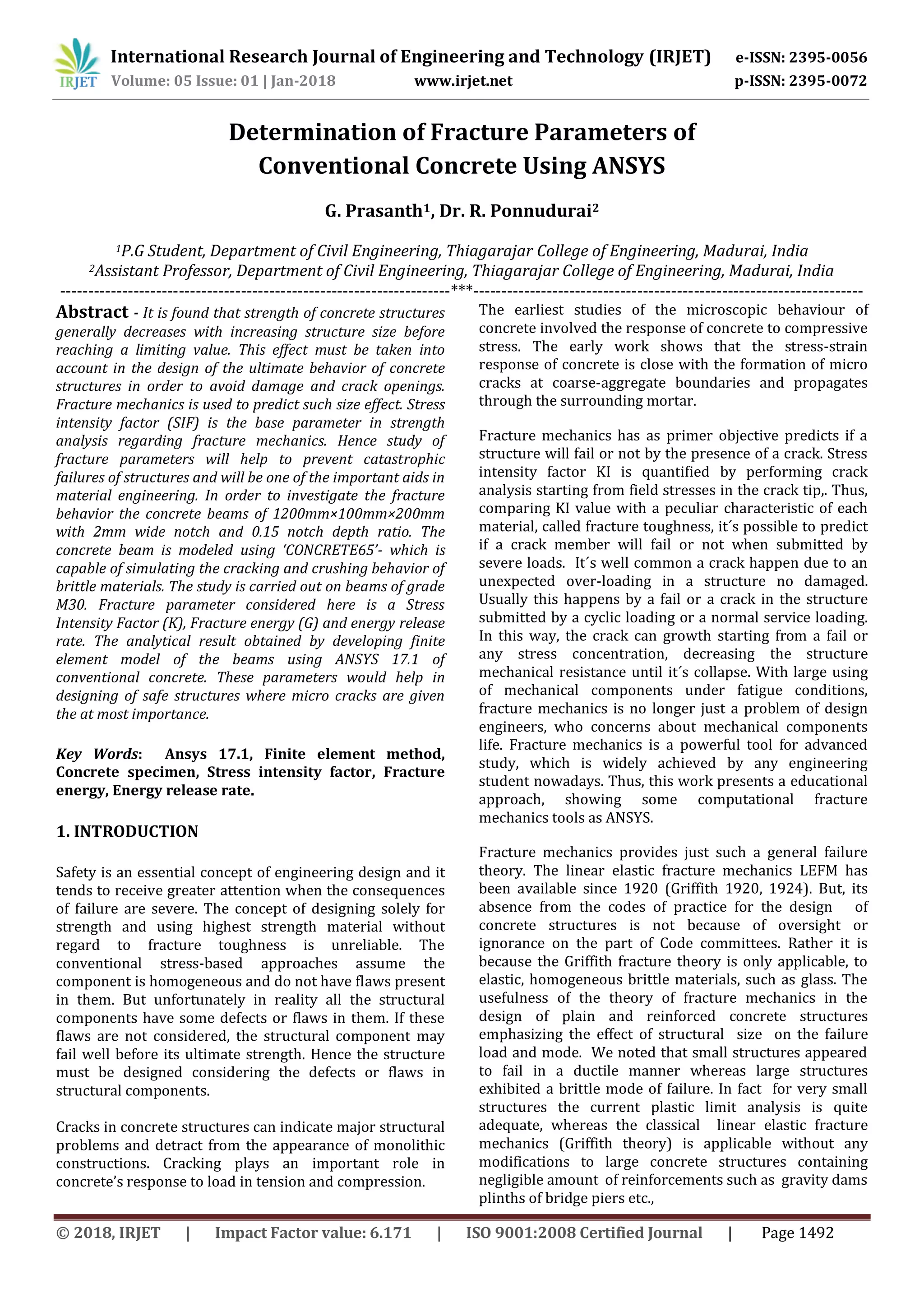 Determination of Fracture Parameters of Conventional Concrete using ANSYS | PDF