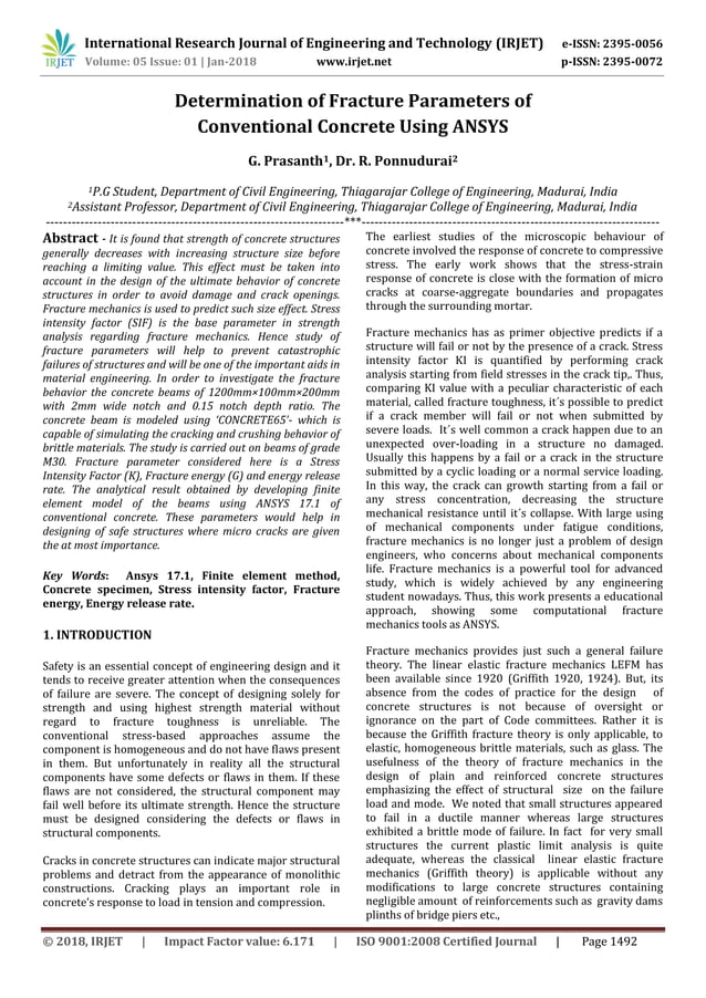 Determination of Fracture Parameters of Conventional Concrete using ANSYS | PDF