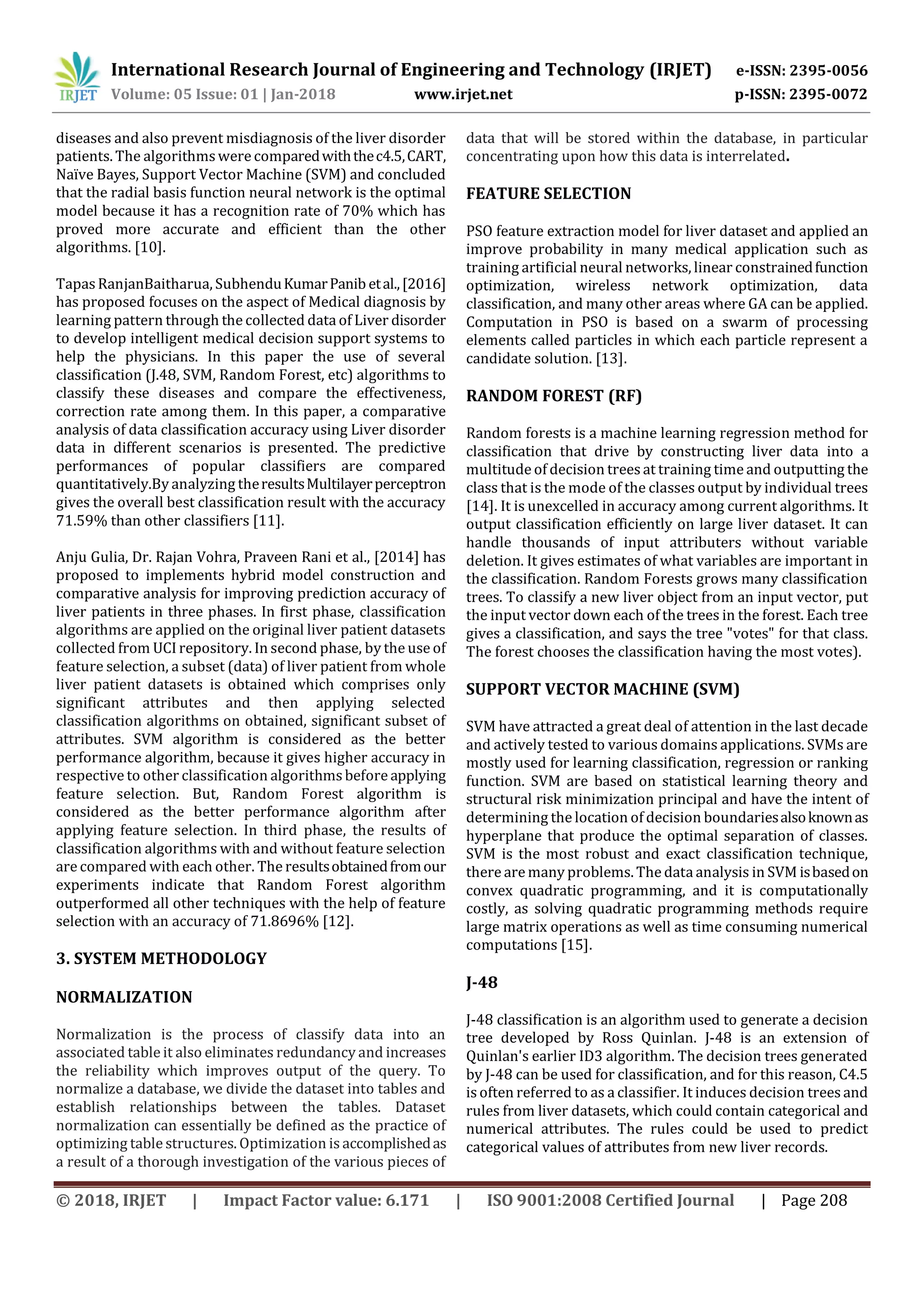 IRJET-Performance Analysis of Liver Disease Prediction using Machine Learning Algorithms | PDF