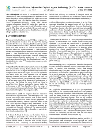 IRJET-Performance Analysis of Liver Disease Prediction using Machine Learning Algorithms | PDF