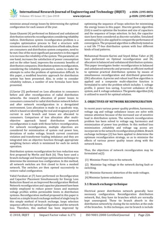 IRJET-Effect of Network Reconfiguration on Power Quality of Distribution System | PDF