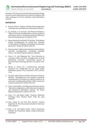 IRJET-Effect of Network Reconfiguration on Power Quality of Distribution System | PDF