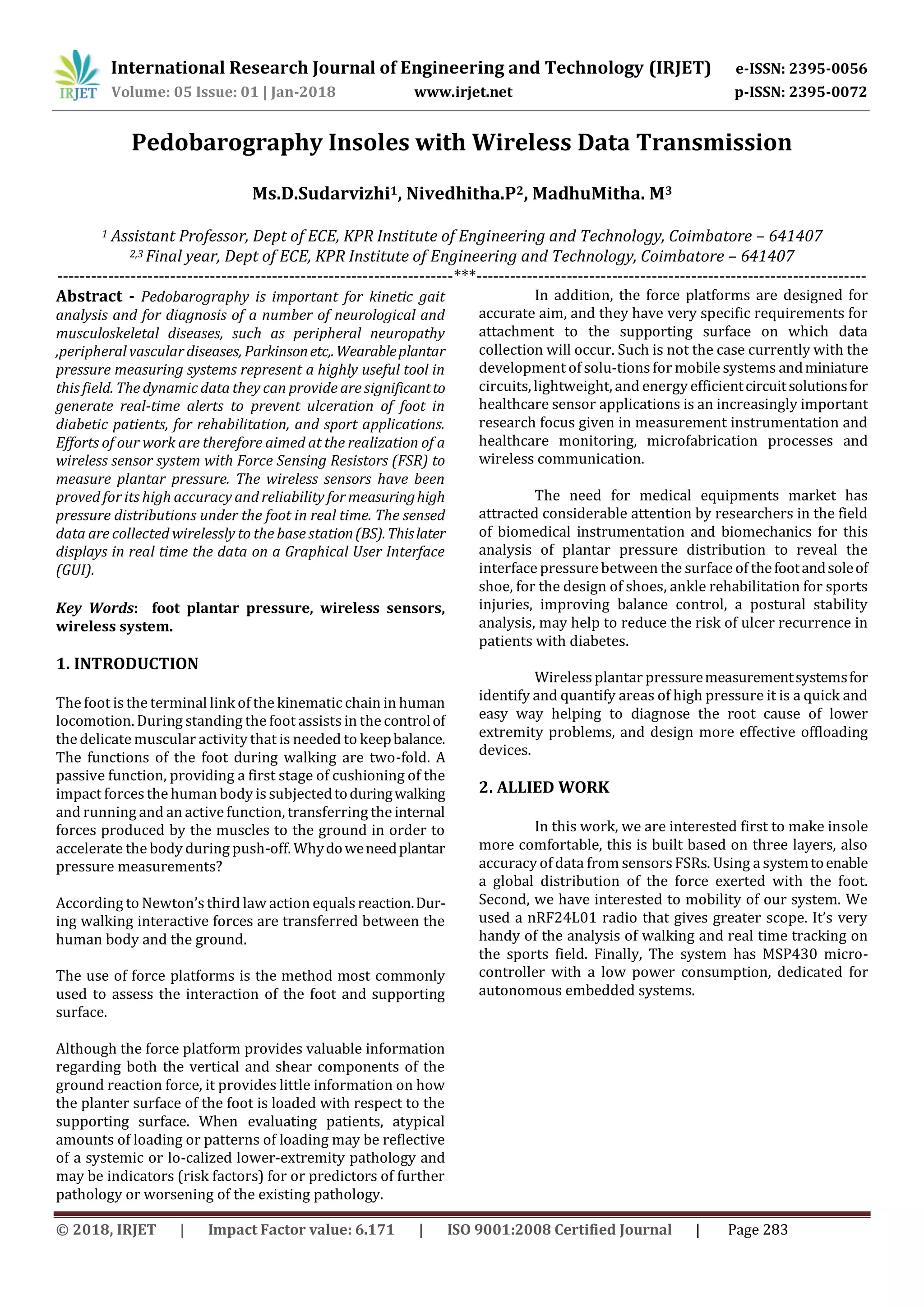 IRJET-Pedobarography Insoles with Wireless Data Transmission | PDF ...