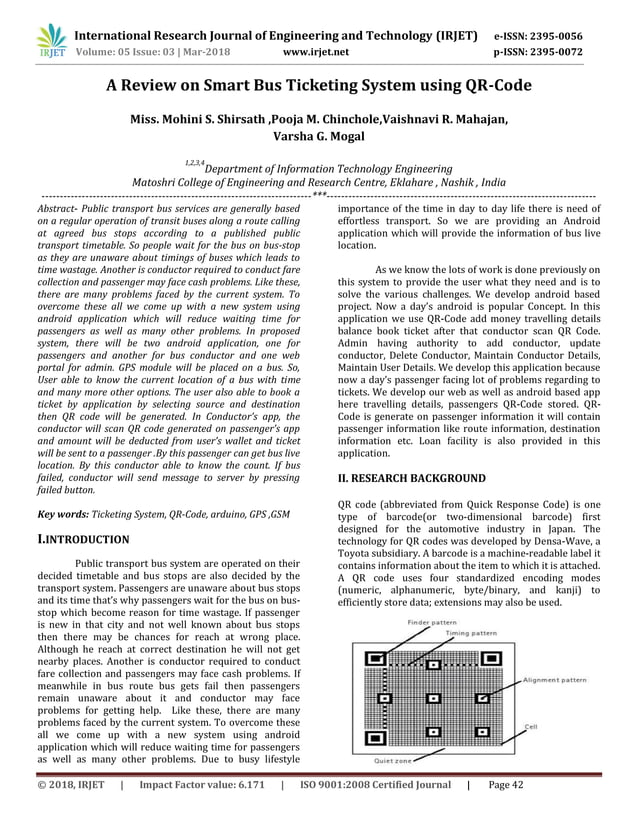A Review on Smart Bus Ticketing System using QR-Code | PDF