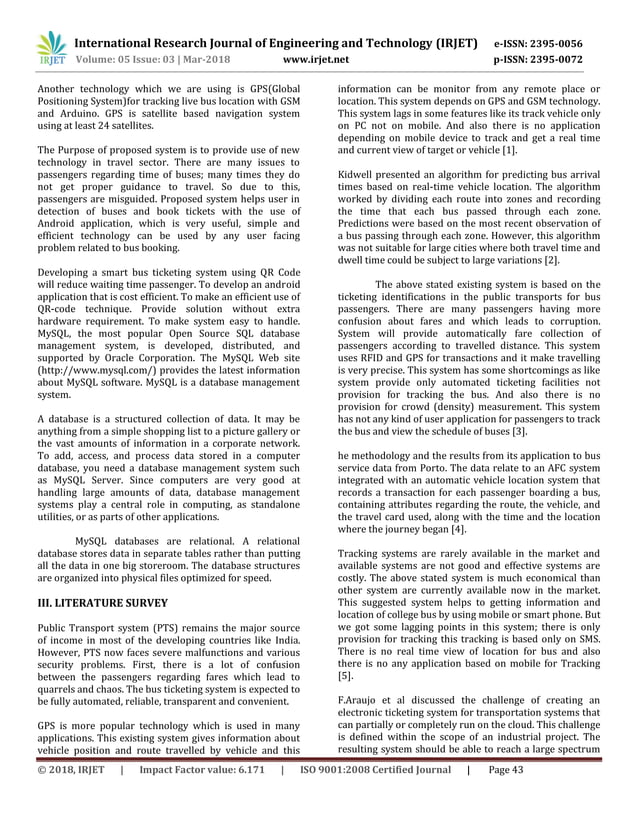 A Review on Smart Bus Ticketing System using QR-Code | PDF