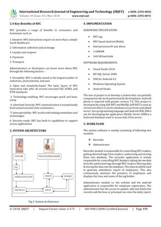 IRJET- Near Field Communication (NFC) Based Employee Tracking System (ETS) | PDF