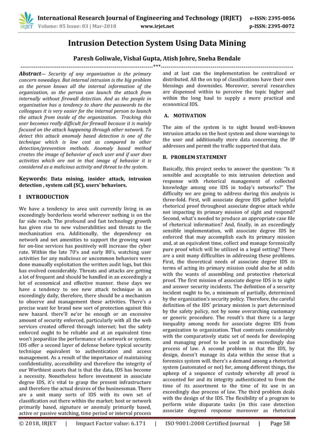 Intrusion Detection System Using Data Mining Pdf