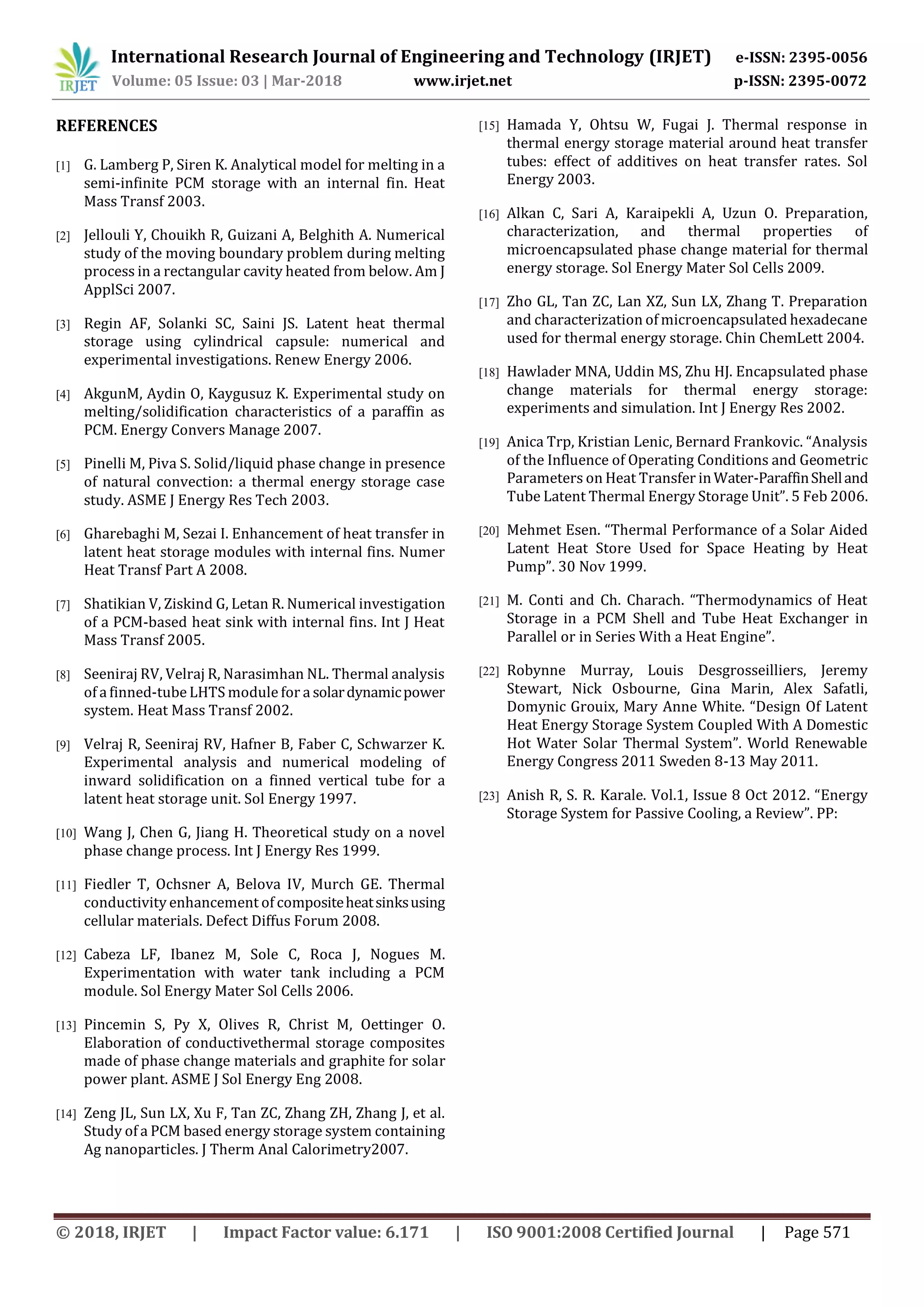 IRJET- Nano Enhanced Phase Change Material for Thermal Energy Storage ...