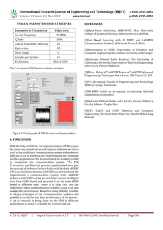IRJET- Implementation of FSK Transceiver using Software Defined Radio (SDR) | PDF