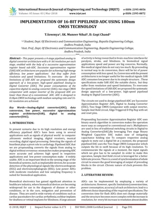 IRJET- Implementation of 16-Bit Pipelined ADC using 180nm CMOS Technology | PDF