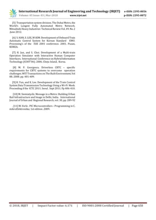 IRJET- Automatic Metro Train to Shuttle Between Two Stations | PDF