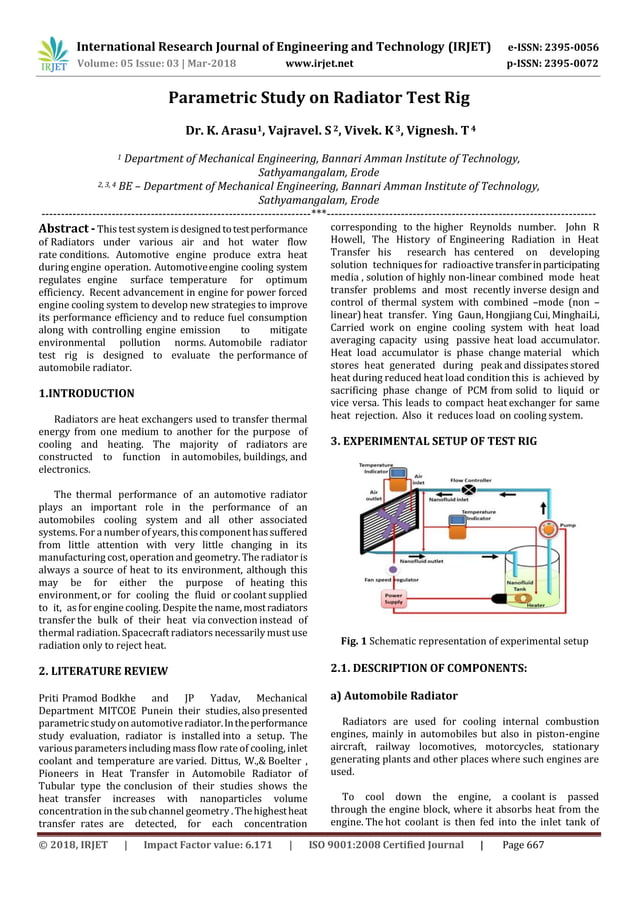 IRJET- Parametric Study on Radiator Test Rig | PDF | Automotive ...