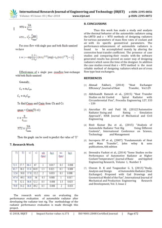 IRJET- Performance Evaluation of Automobile Radiator | PDF