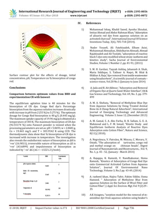 IRJET- Biosorption and Optimization Studies on Congo Red Dye with Fanwort Powder using Box ...