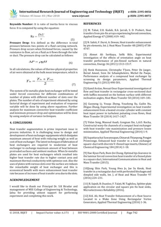 IRJET- Experimental Analysis of Convective Heat Transfer Augmentation of Bi-Metallic Plate Heat ...