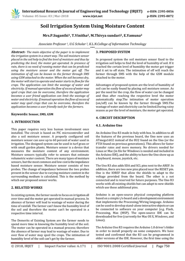 IRJET- Soil Irrigation System using Moisture Content | PDF