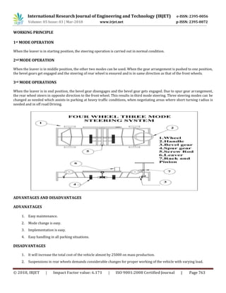 IRJET- Four Wheel Three Mode Steering System | PDF