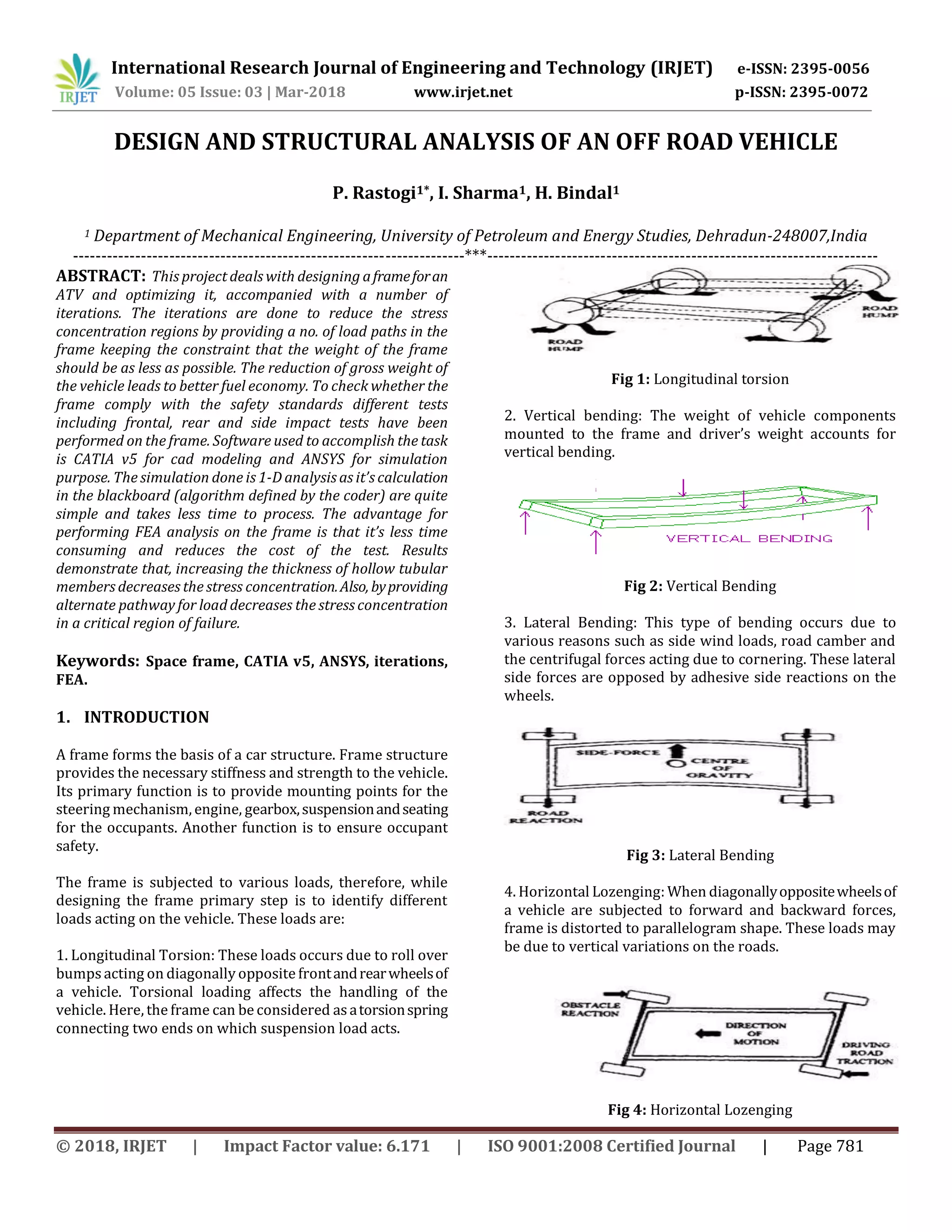 IRJET- Design and Structural Analysis of an Off Road Vehicle | PDF