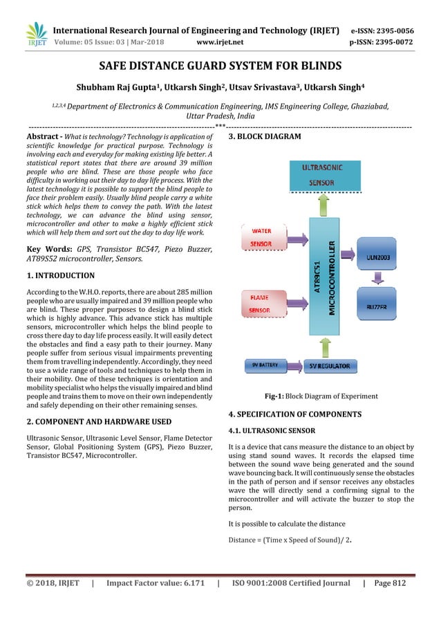 IRJET- Safe Distance Guard System for Blinds | PDF