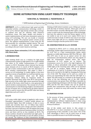 IRJET- Home Automation using Light Fidelity Technique | PDF