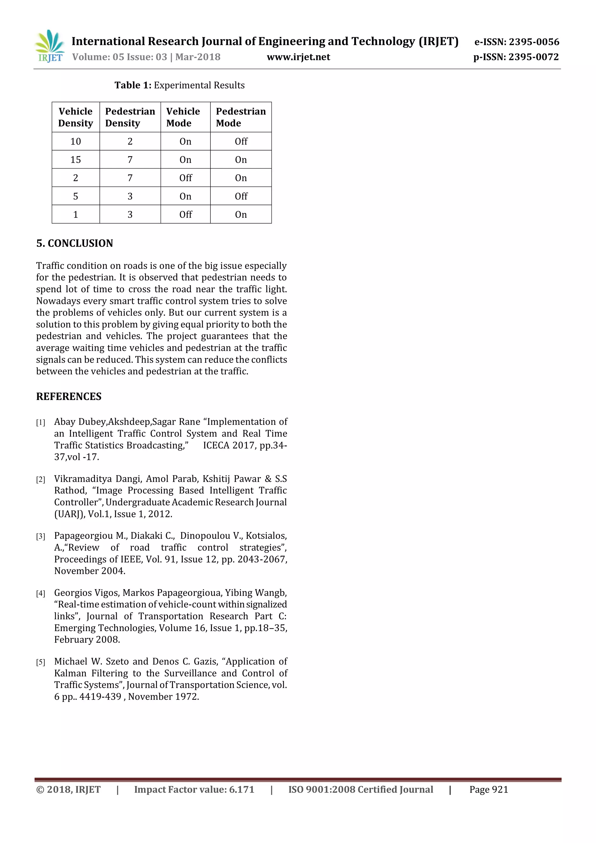 IRJET- Time To Cross – Traffic Light Control System using Image ...