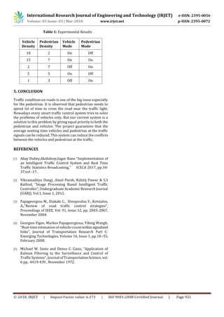 IRJET- Time To Cross – Traffic Light Control System using Image Processing | PDF