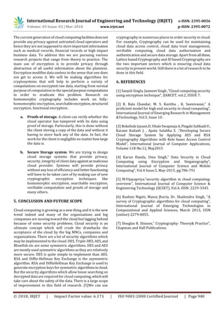 IRJET- Ensuring Security in Cloud Computing Cryptography using ...