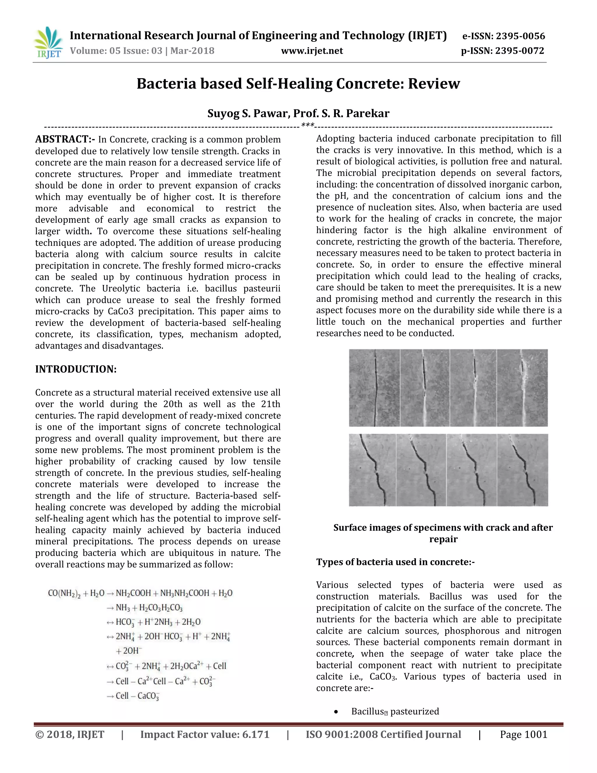 IRJET- Bacteria based Self-Healing Concrete: Review | PDF