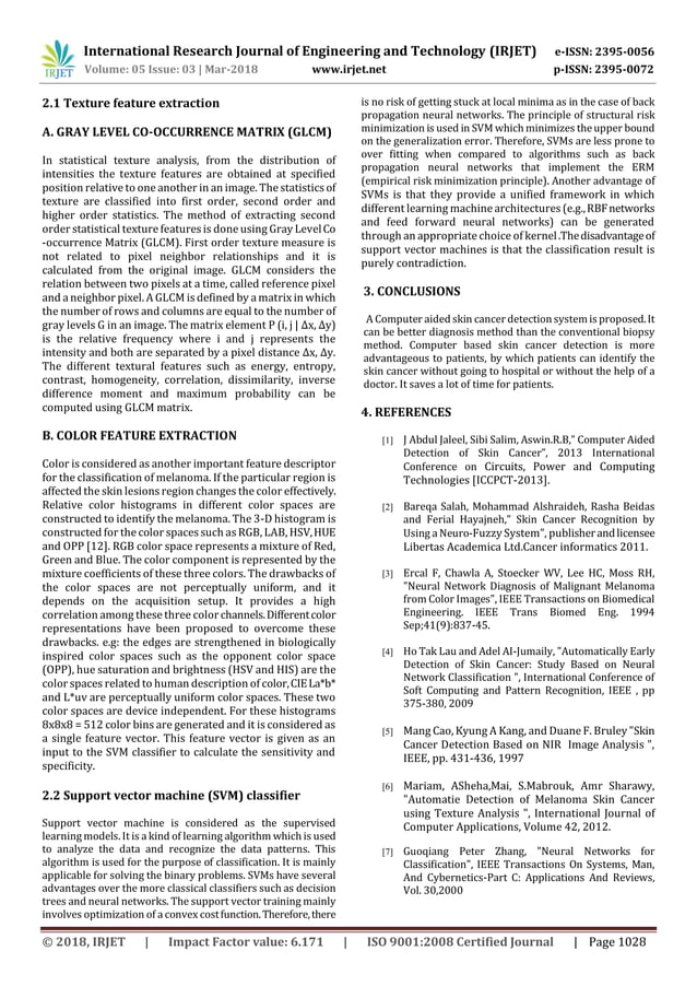 IRJET- Texture Feature Extraction for Classification of Melanoma | PDF | Skin and Dermatology ...