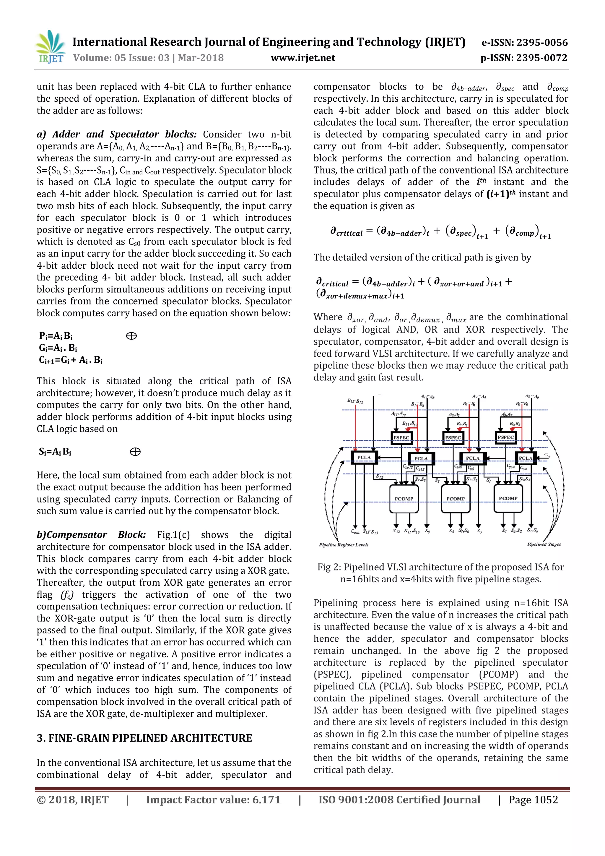 IRJET- FPGA Implementation of High Speed and Low Power Speculative Adder | PDF
