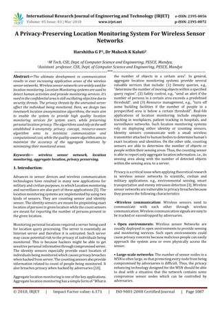 IRJET- A Privacy-Preserving Location Monitoring System for Wireless Sensor Networks | PDF