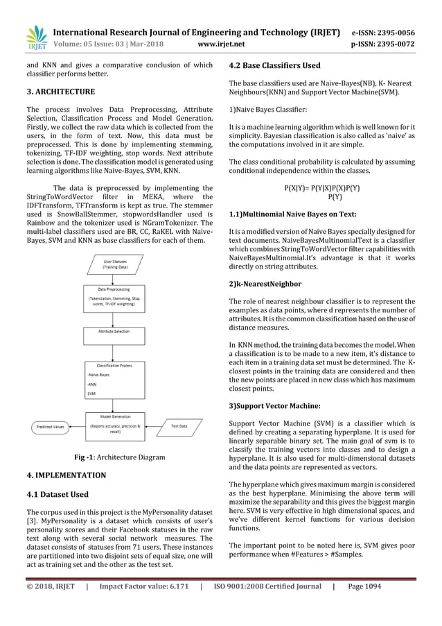 IRJET- Personality Recognition using Multi-Label Classification | PDF