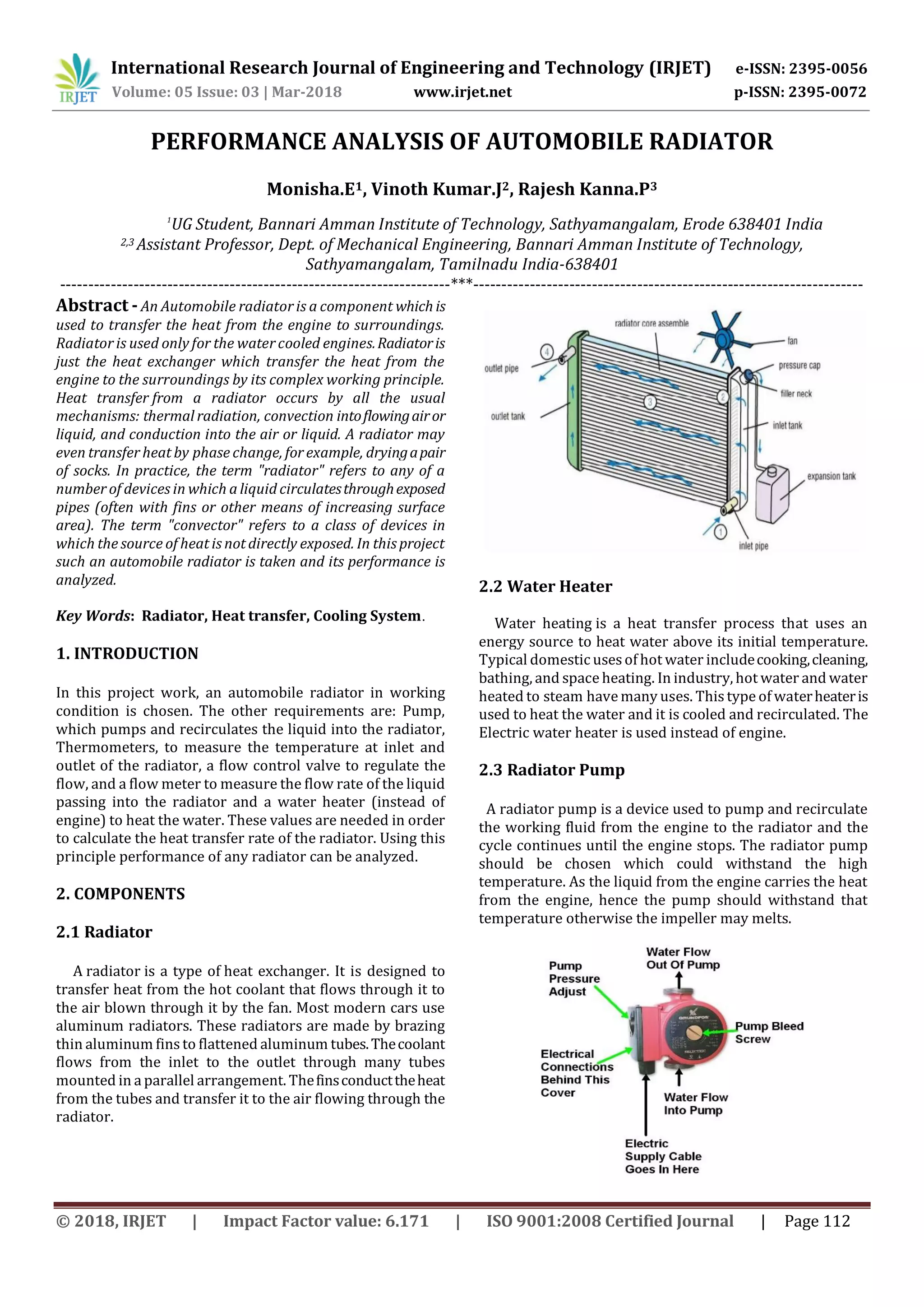 Performance Analysis of Automobile Radiator | PDF