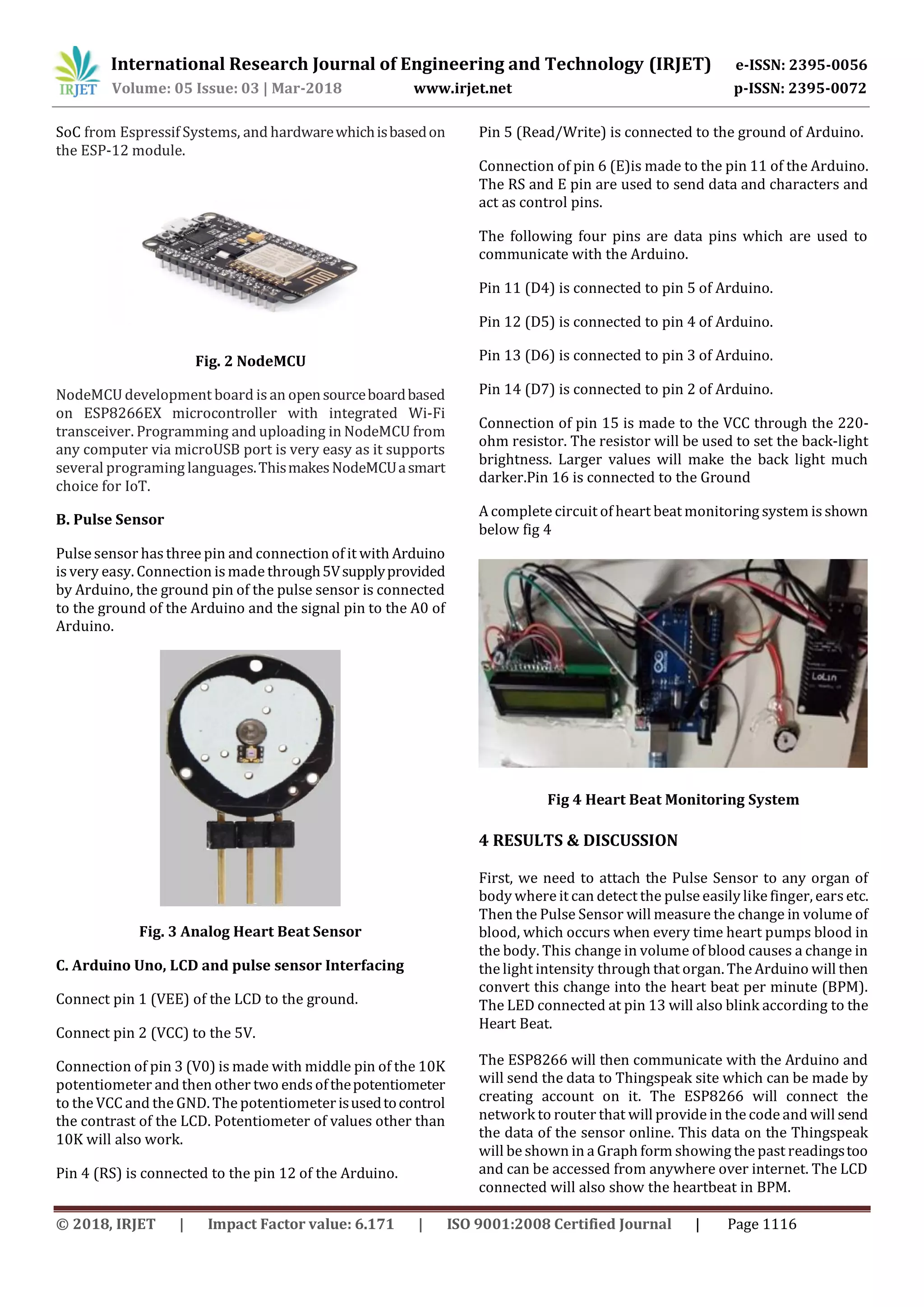 Irjet Heart Rate Monitoring System Using Finger Tip Through Iot Pdf