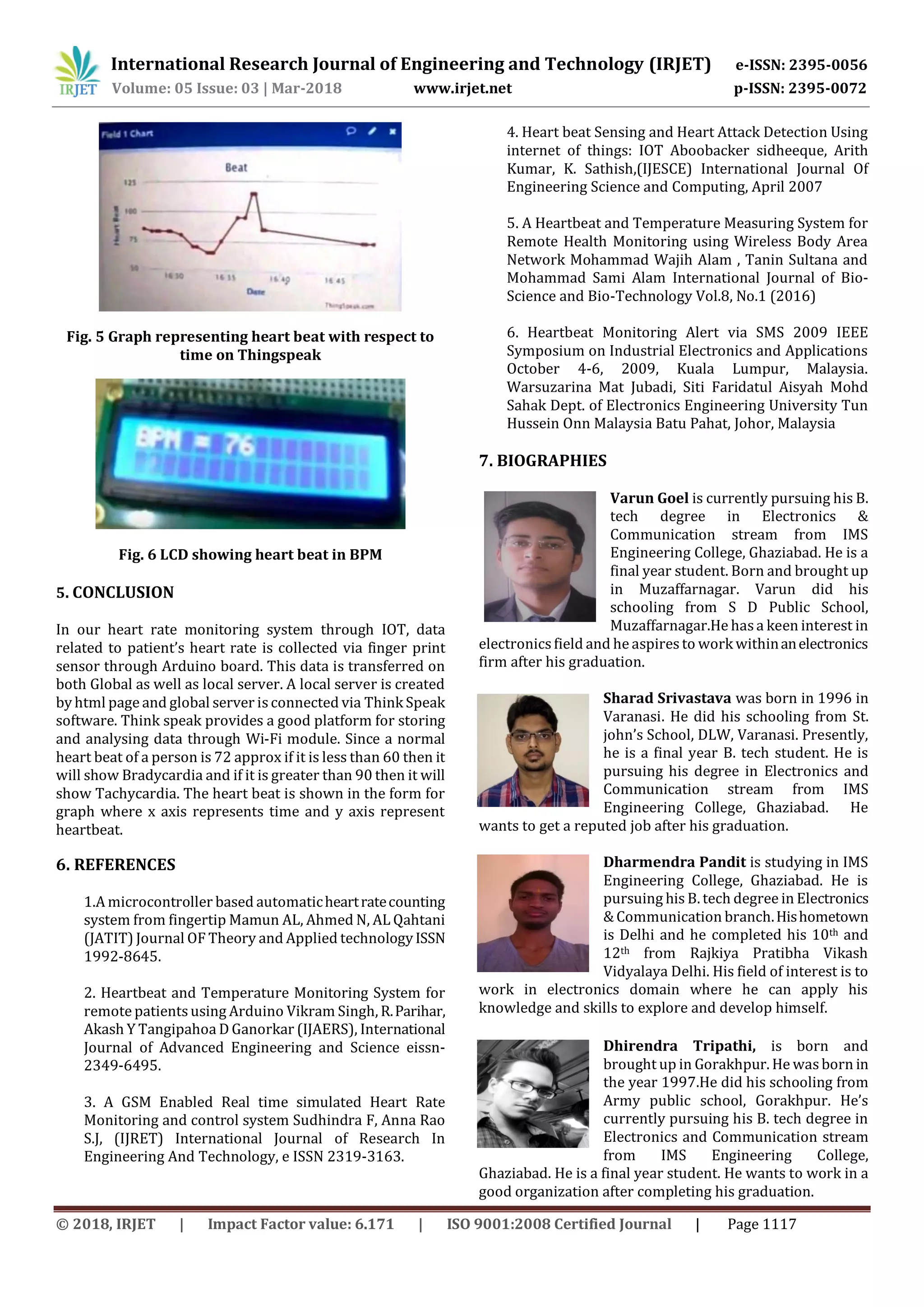 IRJET- Heart Rate Monitoring System using Finger Tip through IOT | PDF
