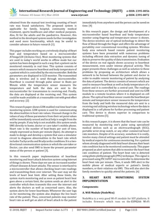 IRJET- Heart Rate Monitoring System using Finger Tip through IOT | PDF