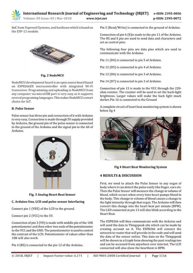 IRJET- Heart Rate Monitoring System using Finger Tip through IOT | PDF