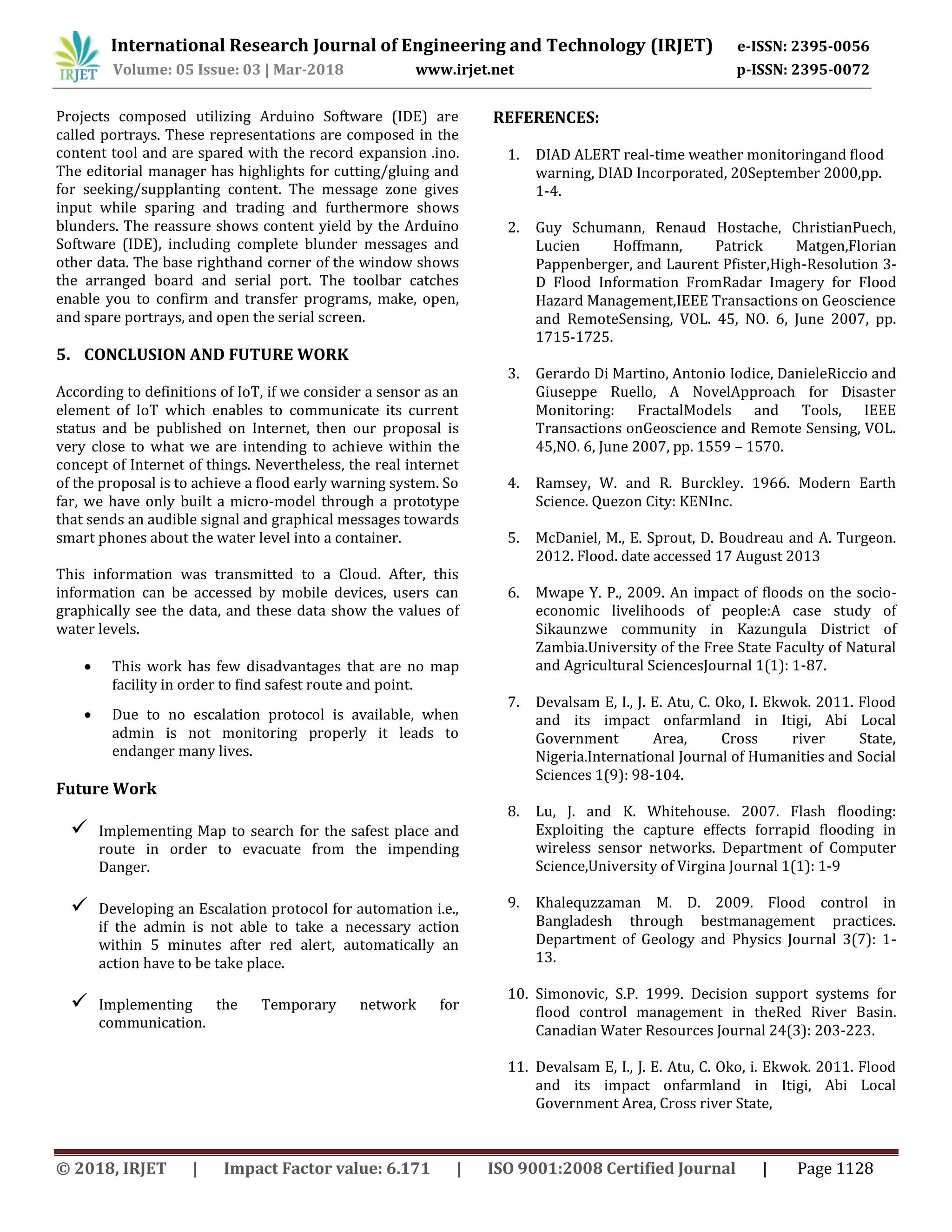 IRJET- Flood Alerting System through Water Level Meter | PDF
