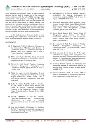 IRJET- Efficient Techniques of Construction Material Management in Construction Projects | PDF